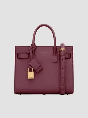 Saint Laurent Saint Laurent Nano Sac De Jour Leather Satchel Rouge Cabernet