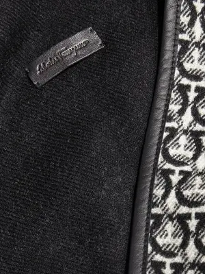 FERRAGAMO New New Ganc Wool & Leather-trim Stole - Black