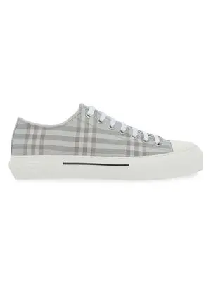 Burberry Men's Jack Check Low-Top Sneakers - Grey  - Grey