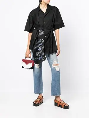 PORTS V Graphic-print Belted Shirt