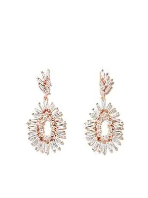 SUZANNE KALAN 18kt Rose Gold Diamond Drop Earrings - Pink