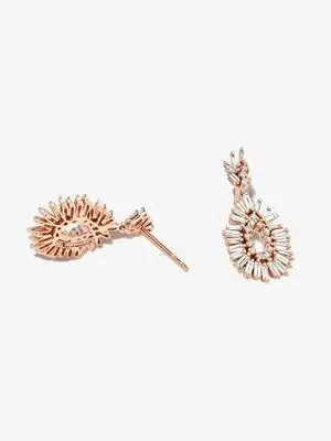 SUZANNE KALAN 18kt Rose Gold Diamond Drop Earrings - Pink
