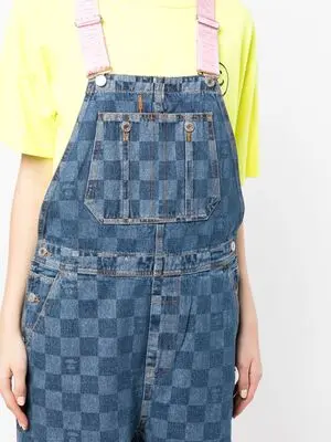 AAPE BY *A BATHING APE Moonface Check-print Suspender Shorts