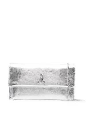 Patrizia Pepe Metallic-effect Leather Clutch - Silver