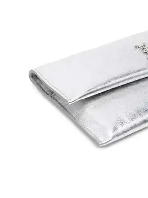 Patrizia Pepe Metallic-effect Leather Clutch - Silver