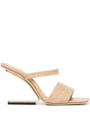 Cult Gaia Rene 100mm Geometric-heel Sandals - Neutrals
