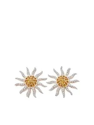 Yvonne Léon 9kt Yellow Citrine And Diamond Stud Earrings - Gold