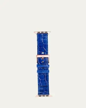 ABAS Alligator Apple Watch Strap - Electric Blue
