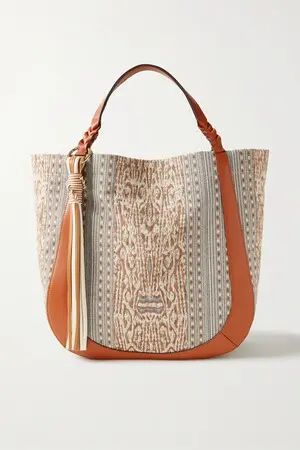 Ulla Johnson Albers Leather-trimmed Cotton-blend Jacquard Tote