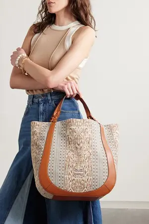 Ulla Johnson Albers Leather-trimmed Cotton-blend Jacquard Tote
