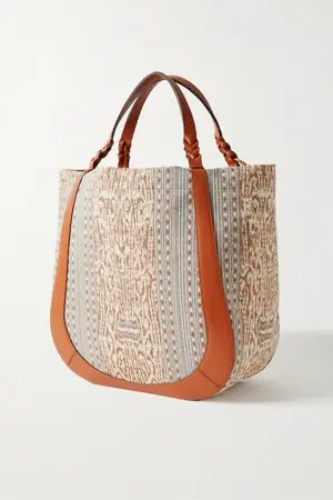 Ulla Johnson Albers Leather-trimmed Cotton-blend Jacquard Tote