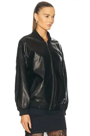 Nour Hammour Marly Leather Bomber Jacket - Black