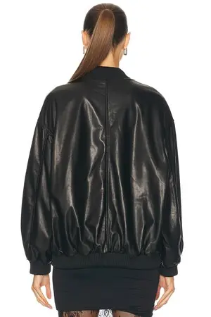 Nour Hammour Marly Leather Bomber Jacket - Black