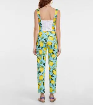 Dolce & Gabbana Printed Cotton-blend Bustier Top - Blue