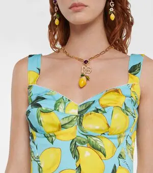 Dolce & Gabbana Printed Cotton-blend Bustier Top - Blue