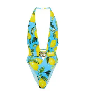 Dolce & Gabbana Printed Halterneck Swimsuit - Multicoloured