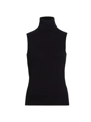 Michael Kors Sleeveless Turtleneck Sweater Black