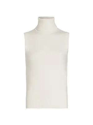 Michael Kors Sleeveless Turtleneck Sweater Optic White