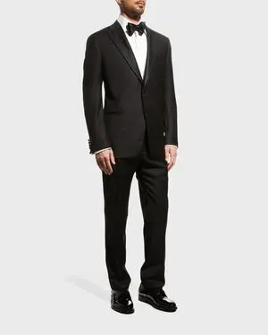 Emporio Armani Solid Peak-lapel Tuxedo - Solid Black