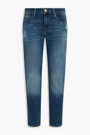 FRAME Le Garcon Slim Boyfriend Jeans - Mid Denim