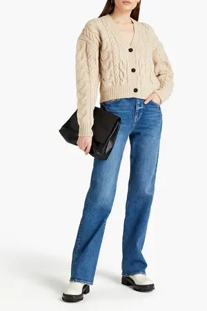 FRAME Cable-knit Merino Wool Cardigan - Beige
