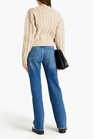 FRAME Cable-knit Merino Wool Cardigan - Beige