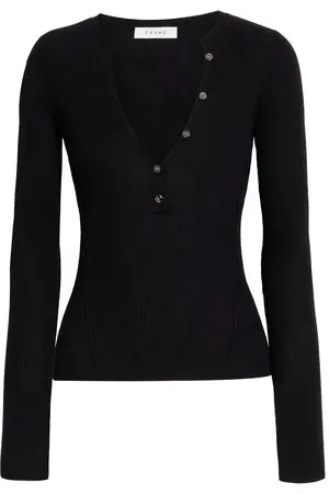 FRAME Ribbed Woolblend Sweater - Black