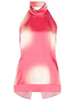 Shanghai Tang Halterneck Top With Gradient Print And Decorative Buckle