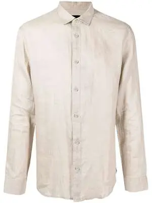 Armani Exchange Long-sleeved Linen Shirt - Grey