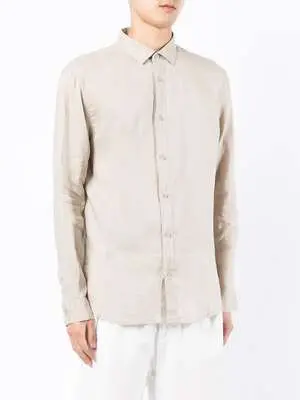 Armani Exchange Long-sleeved Linen Shirt - Grey