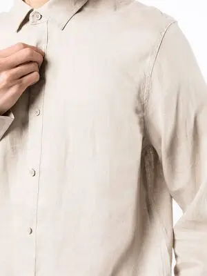 Armani Exchange Long-sleeved Linen Shirt - Grey