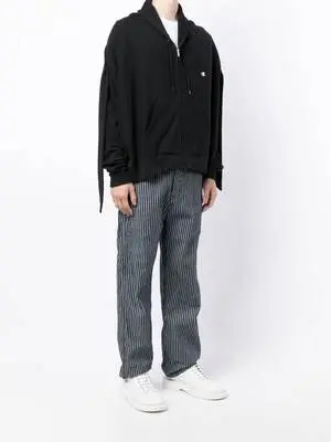 Anrealage Draped Sleeve Drawstring Hoodie - Black