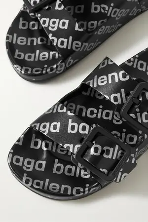 Balenciaga Mallorca Printed Leather Slides