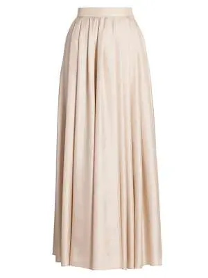 Giorgio Armani Silk Twill Pleated Maxi Skirt - Sand