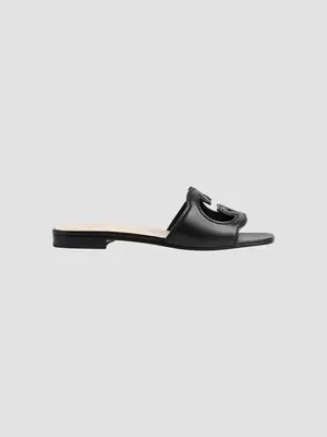 Gucci Gg Cut-out Leather Slides