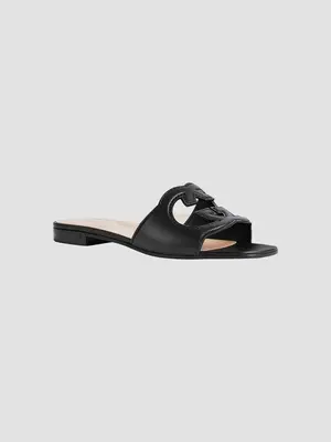 Gucci Gg Cut-out Leather Slides