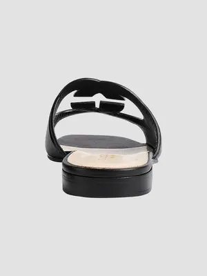 Gucci Gg Cut-out Leather Slides