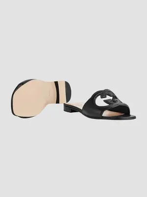 Gucci Gg Cut-out Leather Slides