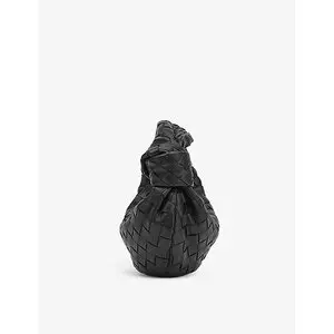 Bottega Veneta Mini Jodie Leather Hobo Bag - Black-silver