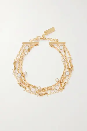 Saint Laurent Tone Crystal Chain Bracelet - Gold