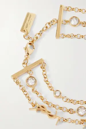 Saint Laurent Tone Crystal Chain Bracelet