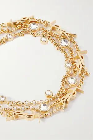 Saint Laurent Tone Crystal Chain Bracelet