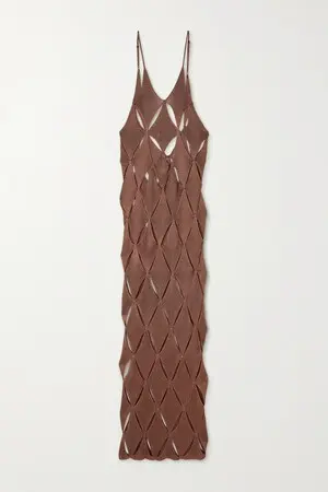 ISA BOULDER Argyle Cutout Knitted Maxi Dress