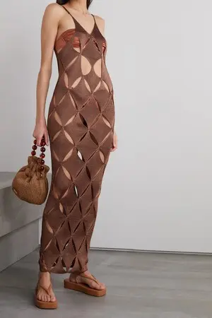 ISA BOULDER Argyle Cutout Knitted Maxi Dress