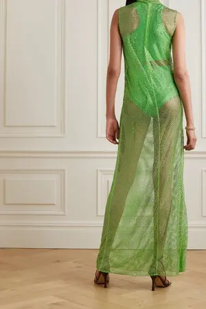 Stella McCartney Crystal-embellished Mesh Maxi Dress