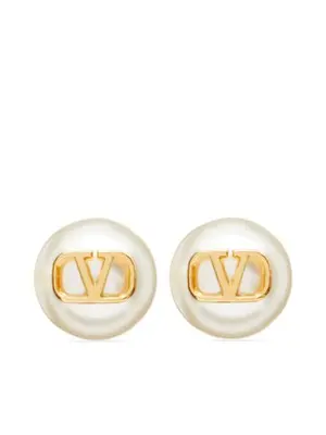 Valentino Garavani VLogo Signature Pearl Stud Earrings Neutrals
