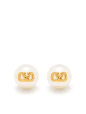 Valentino Garavani Vlogo Signature Pearl Stud Earrings - White