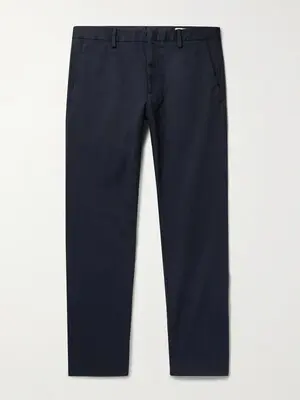 Nn07 Theo Tapered Stretch Organic Cotton-twill Chinos - Blue