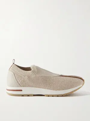 Loro Piana 360 Lp Flexy Walk Leather-trimmed Slip-on Sneakers - Neutrals