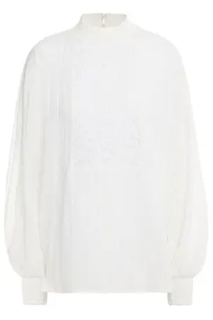 Maje Guipure Lacetrimmed Cottonblend Blouse - White